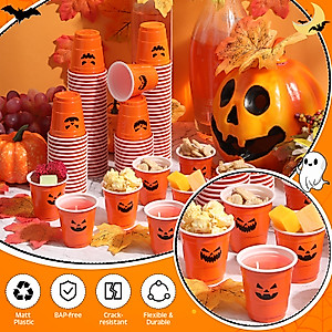 Lounsweer 100 Pcs Halloween Plastic Glasses Cups 2 Oz Disposable Cups Grimace Mini Party Plastic Glasses for Halloween Birthday Tasting Serving Samples Cups, Orange