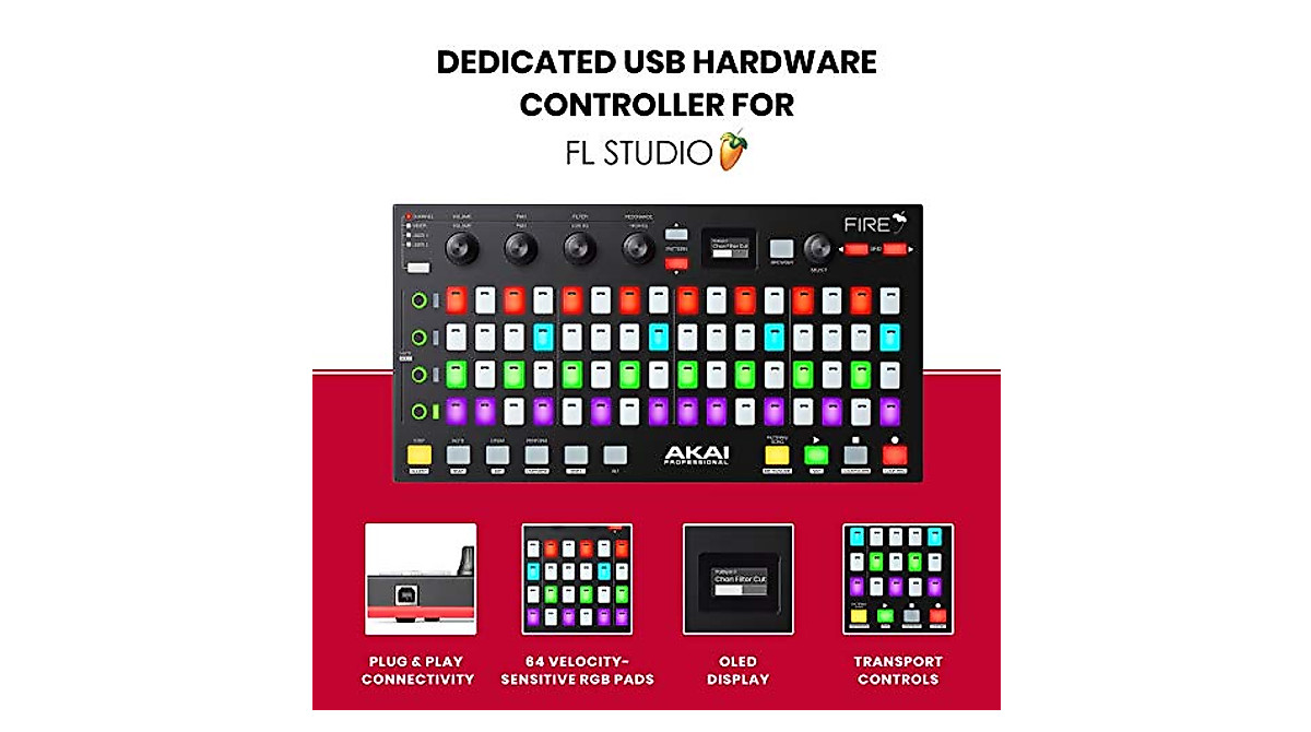 AKAI Fire Controller for FL Studio - 64 RGB Pads & MIDI Control