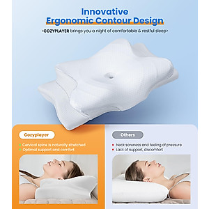 Ultra Pain Relief Cooling Pillow for Neck Support, Adjustable Cervical Pillow Cozy Sleeping, Odorless Ergonomic Contour Memory Foam Pillows, Orthopedic Bed Pillow for Side Back Stomach Sleeper