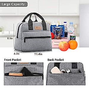 HOMESPON Insulated Lunch Bag for Women Men Lunch Box Cooler Lunch Tote for Work Picnic (Grey)