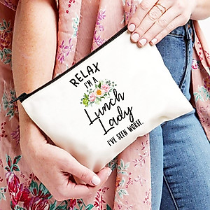 XYANFA School Lunch Lady Cosmetic Bag Appreciation Gift for School Lunch Staff Lunch Aide Cafeteria Worker Bag (RELAX Lunch Lady)