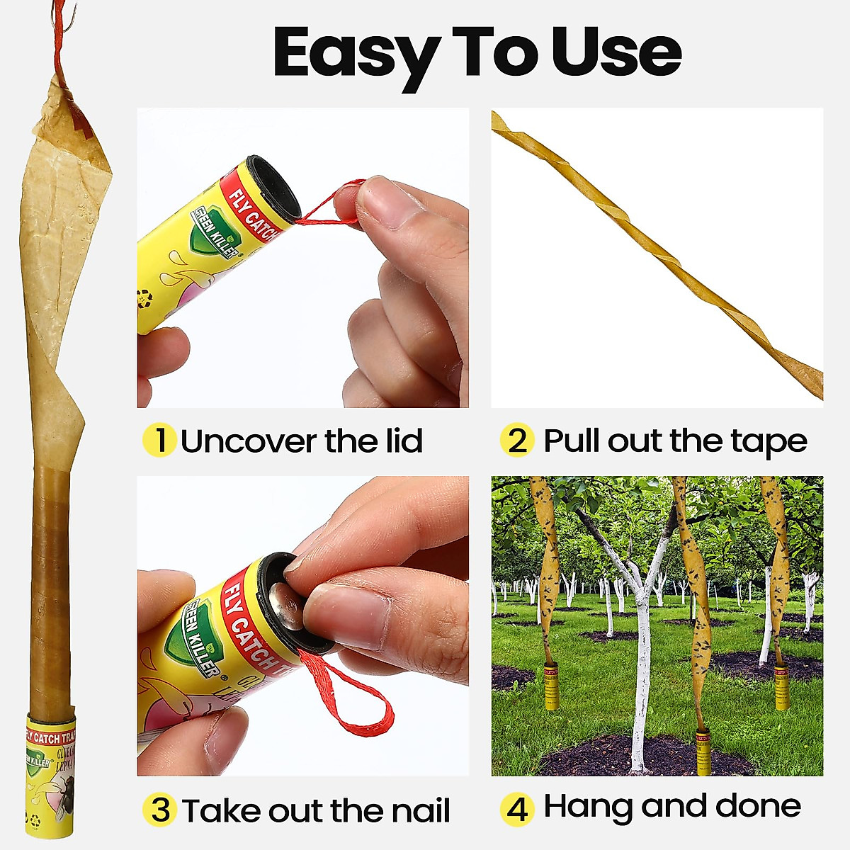 Qualirey 160 Pack Fly Strips Sticky Fly Trap Indoor Outdoor Hanging Fly Ribbon Tape Paper Flying Insect Trap Gnat Killer Traps for Fruit Flies, Bug, Insect, Pest (Yellow)