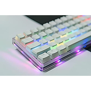 Smart Duck XS-61K 60% TKL Wired Pudding Keycaps Mechanical Gaming Keyboard,RGB LED Backlit N-Key Rollover,Hot Swappable, Red Switch （Transparent White）