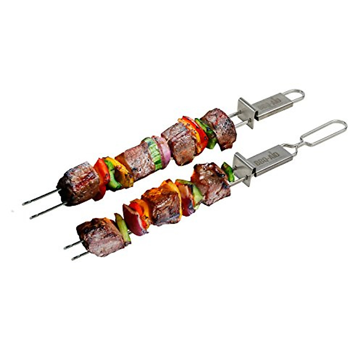 BBQ-AID Premium Barbecue Metal Skewers for Kabobs with Quick Release - Double Pronged, Stainless Steel Metal Skewers for Grilling - Kebab Skewers, Shish Kabob Skewers, Kabob Sticks, Veggies & More