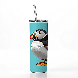 Puffin Seabird Bird Skinny Tumbler 20oz with Straw Insulated Water Bottle Gift
