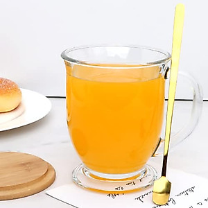 Ufrount 15 OZ Glass Mugs with Lids,Clear Glass Coffee Mugs with Handle,Classic Coffee Cups with Lids and Spoons,Latte Mugs Cappuccino Tea Mugs for Breakfast,Cereal, Milk,6 Pack