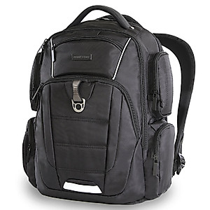 Perry Ellis Men's 9-Pocket Business Professional Laptop Backpack-P350, Black, One Size