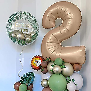 40" Neutral Number 2 Balloon for Boys Girls, Large Self Inflating Nude Helium Foil Number Balloons Set 0-9 for Women Men 2nd Birthday Graduation Anniversary Wedding Party Decorations Supplies