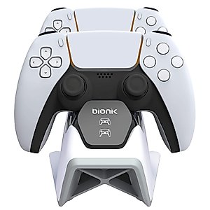 Bionik Power Stand for Playstation 5: Dual PS5 Controller Charging Station with Overcharger Protection - Power Adapter Included (BNK-9067) - Playstation 5