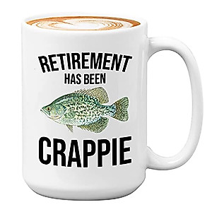 Fishing Lovers Coffee Mug 15Oz White - Retirement Has Been Crppie - Fisherman Fisher Boyfriend Lure Outdoorsmen Bass Pro Boat Lake Lovers Rod