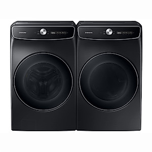 SAMSUNG 7.5 Cu. Ft. Smart Dial Electric Dryer with FlexDry, Dry 2 Loads in 1 Large Capacity Machine, Super Speed 30 Minute Clothes Drying Cycle, WiFi Connected Control, DVE60A9900V/A3, Brushed Black