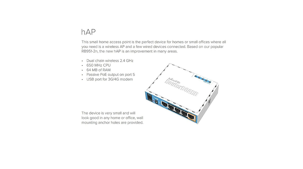 Mikrotik RouterBoard RB951Ui-2nD hAP - Home Access Point