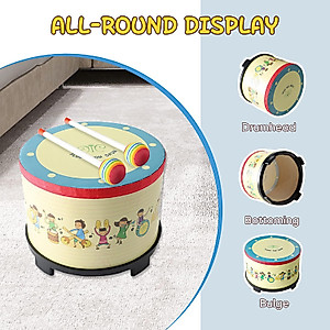 Floor Tom Drum 8 inch Gathering Club Carnival Colorful Percussion Instrument with 2 Mallets Music Drum for Child Special Christmas Birthday Gift (8 inch)
