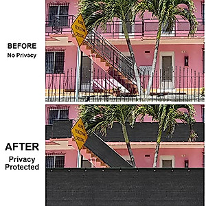 6'x50' Privacy Screen Fence, Cover Fabric Shade Tarp Netting Mesh Cloth - Commercial Grade 170 GSM, Fencing Mesh Shade Net Cover for Wall Garden Yard Backyard Indoor Outdoor Home Decoration(Black)