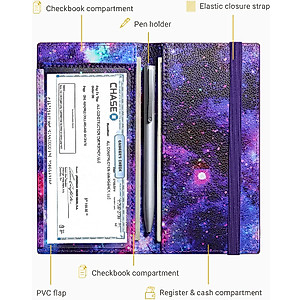 Zreal Checkbook Cover for Men & Women, Premium Vegan Leather Checkbook Holder Slim Wallets for Top & Side Tear Duplicate Checks with RFID Blocking (Starry)