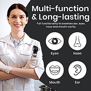 Zyrev Otoscope Ophthalmoscope Duplex Set - Multi-Function Otoscope/Opthalmoscope for Ear & Eye Examination - Includes Portable Tortoise Shell Case (Black)