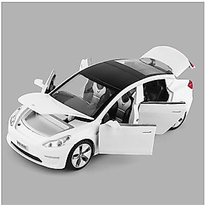 1:32 Scale Model 3 Car Toy Pull Back with Sound and Light, Alloy Diecast Mini Vehicles Toys for Kids Gift or Tesla Car Model Collection Enthusiasts Gift (If Hard to Choose,Buy White!)