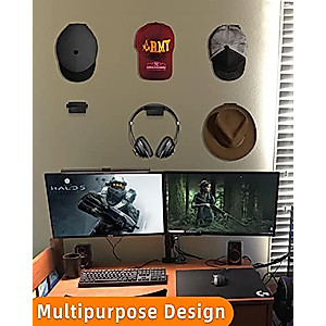 Aurofyx Hat Rack, Hat Hooks Organizer for Baseball Caps for Wall, No Drilling Sticky Wall Hat Holder Hanger 12-Pack