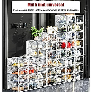 SYGSZF Clear Plastic Shoe Storage Boxes, Foldable Shoe Cabinet,Space Saving Acrylic Shoe Organizer with Magnetic Door,Stackable Large Shoe Stand,Multifunctional Sneaker Storage Show Boxes