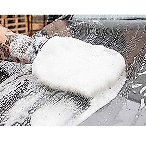 Gracefur Car Wash Mitt Real Sheepskin Wash Mitt Ultra-Soft Extra Large Size Scratch-Free Wash Mitt (Fingers, White)