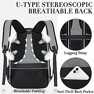 Backpack for Men and Women, School Backpacks for Teen Boys Water Resistant TSA Travel Backpack with USB Charging Port, Business Anti Theft Durable Computer Bag Gifts Fits 15.6 Inch Laptop, Grey