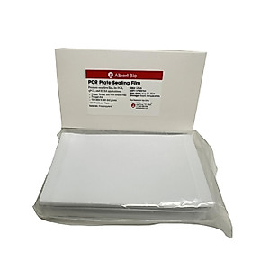 PCR Plate Sealing Film, Pressure-Sensitive Adhesive, Optically Clear Plate Sealing Film, for PCR, qPCR, and Elisa Applications. Materials: Polypropylene. 100 Sheets per Pack. Microplate Sealing Tape.