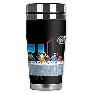 Mugzie "Michael Godard: The Last Martini" Stainless Steel Travel Mug with Insulated Wetsuit Cover, 20 oz, Black