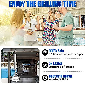 BBQ Grill Brush Bristle Free for Outdoor Grill, Grill Accessories with Replaceable Grill Brush Head, TH-2218 Grate Cleaner,BBQ Cleaning Brush,Grill Brush Set, Bristle Free Grill Brush and Scraper
