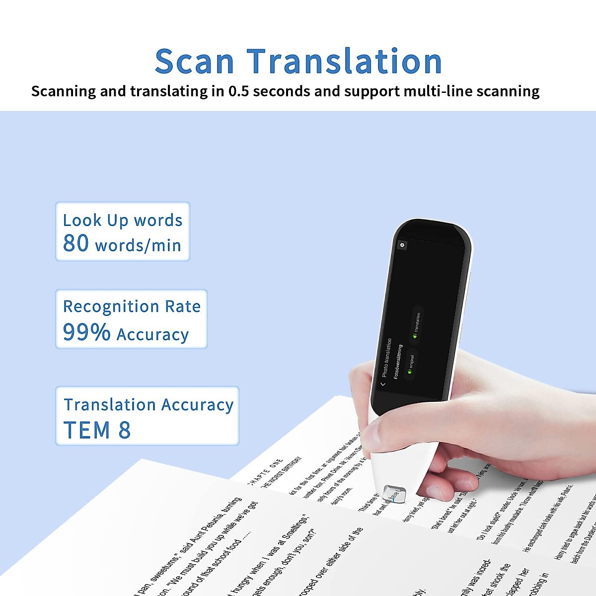 DOSMONO Document Scanners，OCR Text Reading Pen with 112 Languages Translator Device，Portable Real-time Translation Pen Scanner，Learning&Travel&Business Communicati，Text to Speech Device for Dyslexia