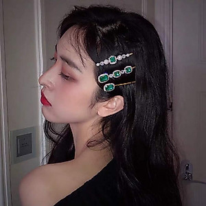 5 pcs Pearl Hair Pins for Women Hair Accessories Green Hair Clips Hair Bling Pearl Bobby Pins Emerald Hair Barrettes for Hair Styling