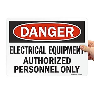 SmartSign - U9-1488-ND_10x14 "Danger - Electrical Equipment, Authorized Personnel Only" Label | 10" x 14" Laminated Vinyl Black/Red on White