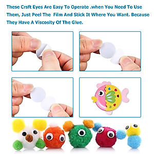 UPINS 300 Pcs Round Plastic Black Googly Wiggle Eyes Self-Adhesive Large Size 15 mm 18 mm 20 mm 25 mm