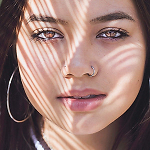 Sunligoo 20G Nose Rings Hoop Stainless Steel CZ Nose Ring Bone Pin L Shaped Nose Studs Screw Nose Nostrial Piercing Jewelry for Women Men #A