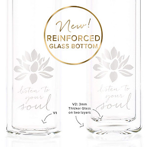 The Lotus Glass Tea Tumbler with Strainer & Infuser Basket for Loose Leaf Tea. Leak-Proof Lid. BPA Free. Double-Walled Glass Travel Tea Cup. 15 ounces