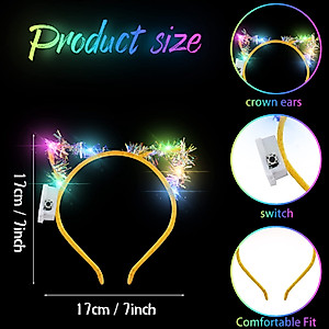 WILLBOND 40 Pcs LED Golden Silk Cat Ears Headband Halloween Cute Light up Headband Glow Cow Horn Headband LED Hair Hoop for Women Girls Adult Birthday Festival Concert Party Hair Accessories