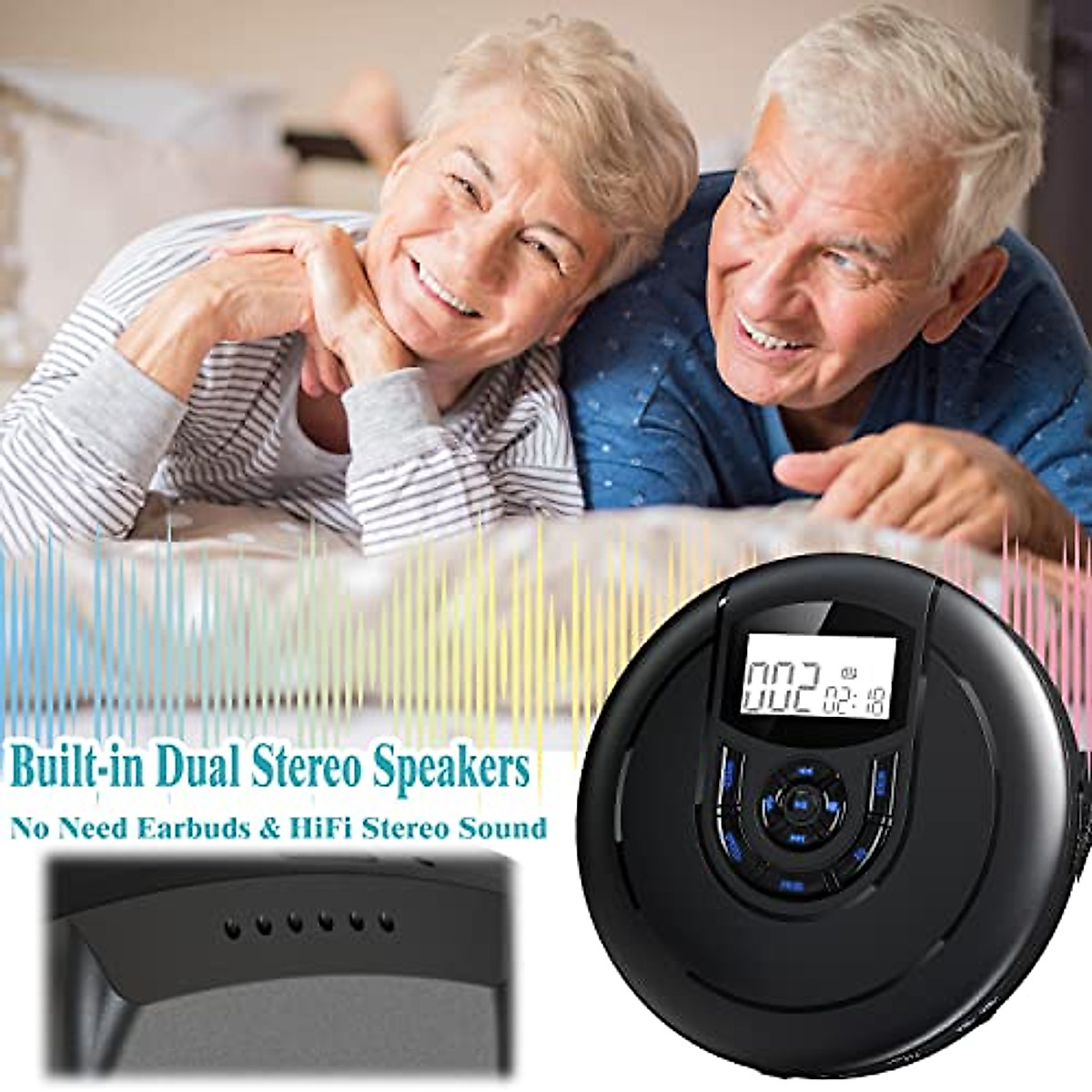 CD Player Portable, Portable CD Player with Built-in Speakers, Rechargeable CD Player for Car and Personal Use, Walkman CD Player with Headphones