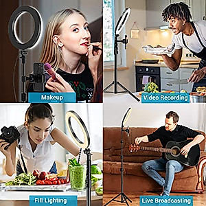 Selfie Ring Light with Tripod Stand and Phone Holder LED Circle Lights Halo Lighting for Make Up Live Steaming Photo Photography Vlogging Video (54 Tall)