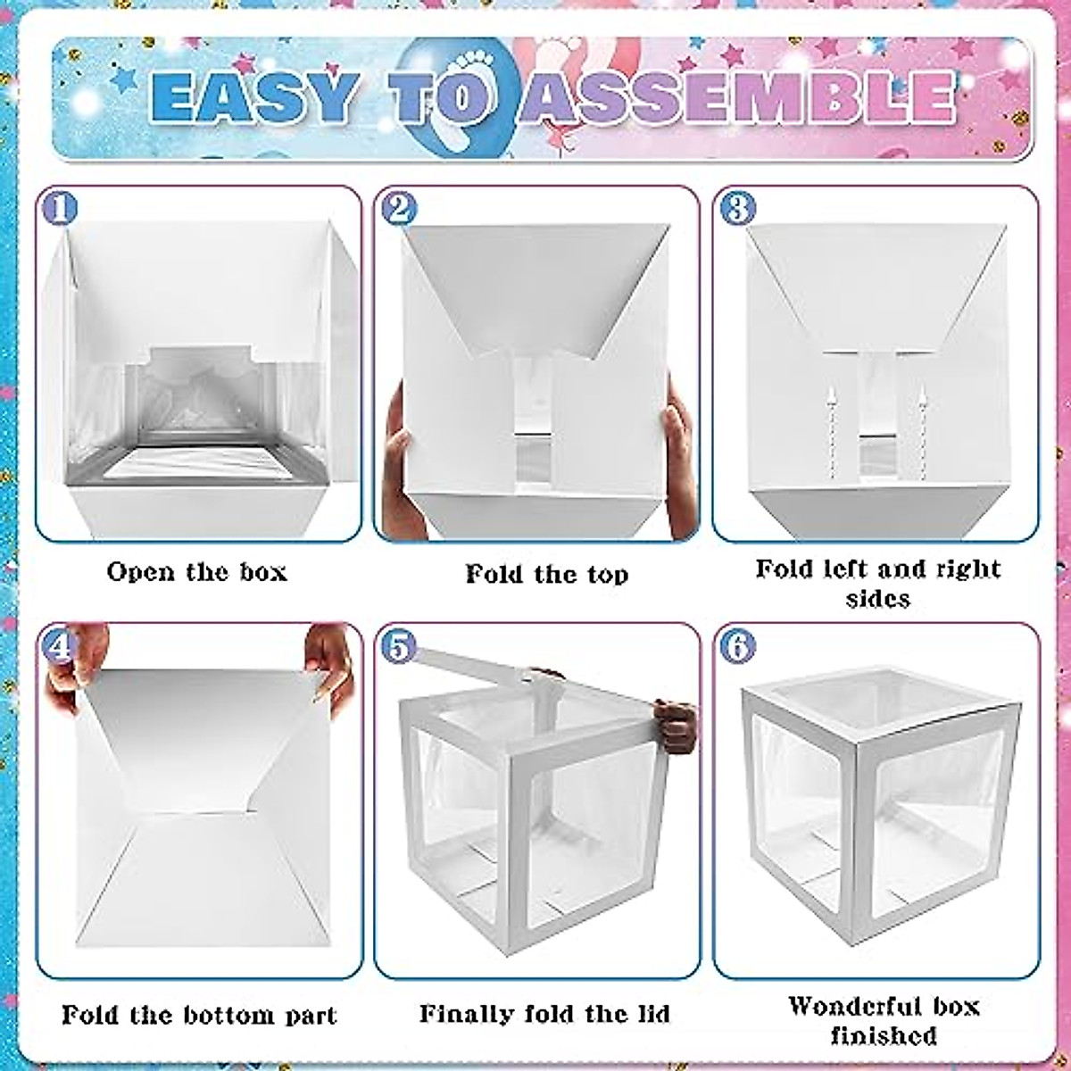 92Pcs Gender Reveal Decorations and Baby Box with Letters Set Boy or Girl Gender Reveal Party Supplies Party Ideas Tablecloth Backdrop Pink and Blue Balloons Baby Boxes with Letters Decorations Kit