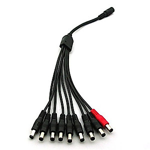 ANVISION AC to DC 12V 5A Power Supply Adapter with 9 Way Splitter Cable, Plug 5.5 x 2.1mm for Led Light Strips, NVR DVR Security Camera, Efficiency Level VI