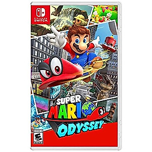 Nintendo Switch Bundle (6 items): 32GB Console Neon Red Blue Joy-con, Game Disc Super Mario Odyssey, Extra Pair of Joy-con Red and Blue,128GB Micro SD Card, Type C Cable, HDMI Cable