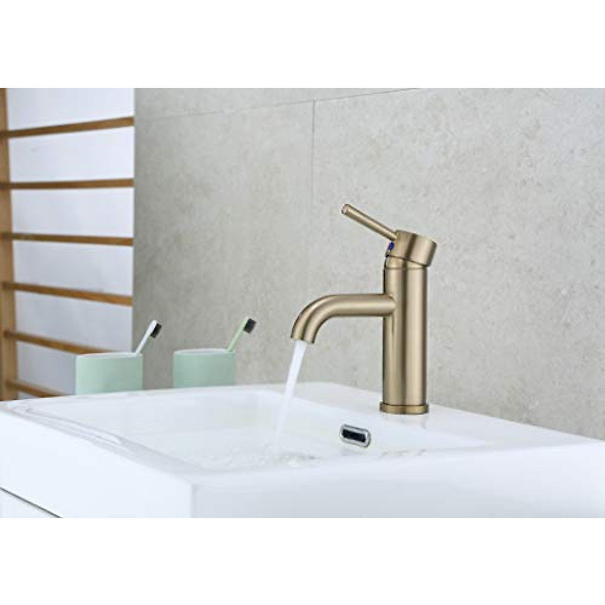 Derengge Single Lever Bathroom Faucet,Single Hole Bathroom Sink Faucet,Brushed Gold Lavatory Faucet,F-509-CS