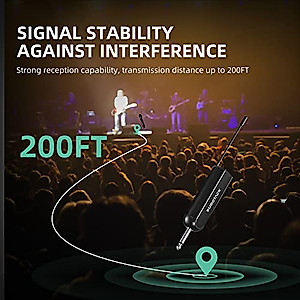 SUDOTACK Wireless Microphone, [Clear Sound][Plug & Play] Metal UHF Dual Cordless Handheld Dynamic Mic with Rechargeable Receiver,1/4'' Output, for Karaoke Singing, DJ, Party, Church, 200ft(SWP-A20)