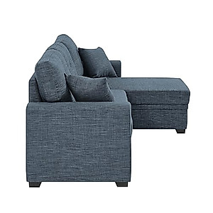Oadeer Home Pull-Out Sofa Bed Sectional, Blue