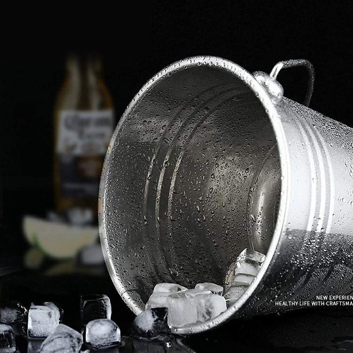 Champagne Ice Bucket Cocktail Party Ice Bucket 1L Stainless Steel Metal Ice Bucket Pails Champagne Wine Beer Beverage Tub for Drinks Party Ice Cube Container Bucket Favors Pails Favors Pails