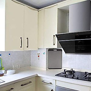 Svenee Medium Kitchen Cutting Board Mats, BPA Free, Dishwasher Safe, Juice Grooves, Thicker Boards, Easy Grip Handle, Non Porous (13.8 x 9.5 inch)