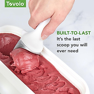 Tovolo Tilt-Up Ice Cream Scoop (White) - Non-Slip Grip Ice Cream Scooper with Footed Handle – Ice cream Scoop for Cookie Dough, Gelato, Sorbet & Frozen Treats - Dishwasher Safe & BPA-Free