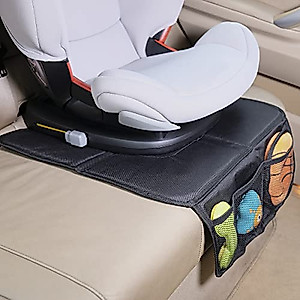 INFANZIA Car Seat Protector,Carseat Protectors for Child Baby Car Seat,Carseat Seat Protector for Leather Seats,Durable,600D Fabric,Reinforced Non-Slip Dots & 3 Mesh Pockets for Handy Storage
