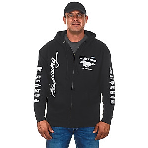 JH DESIGN GROUP Men's Ford Mustang Collage Black Zip Up Hoodie Sweatshirt (Large, CLG2-black)
