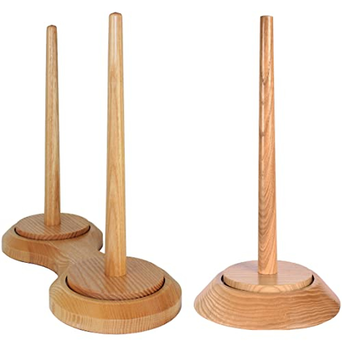 BarvA Double Wood Yarn Holder Advanced Metal Twirling Mechanism Lazy Susan Big Stand Ball Spindle Sewing Crocheting Tool Wool Cord Organizer Ribbon Storage Knitting Embroidery Thread Crochet Accessory