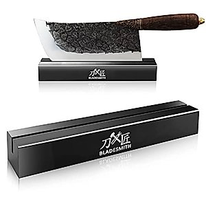 Knife Block/Stand for Single Cleaver Knife - 8'' Anti-Shatter Hand Polished Acrylic Knife Holder without Knives - Cleaver Knife Stand Display for Knife Storage Knife Blade Guard - BLADESMITH
